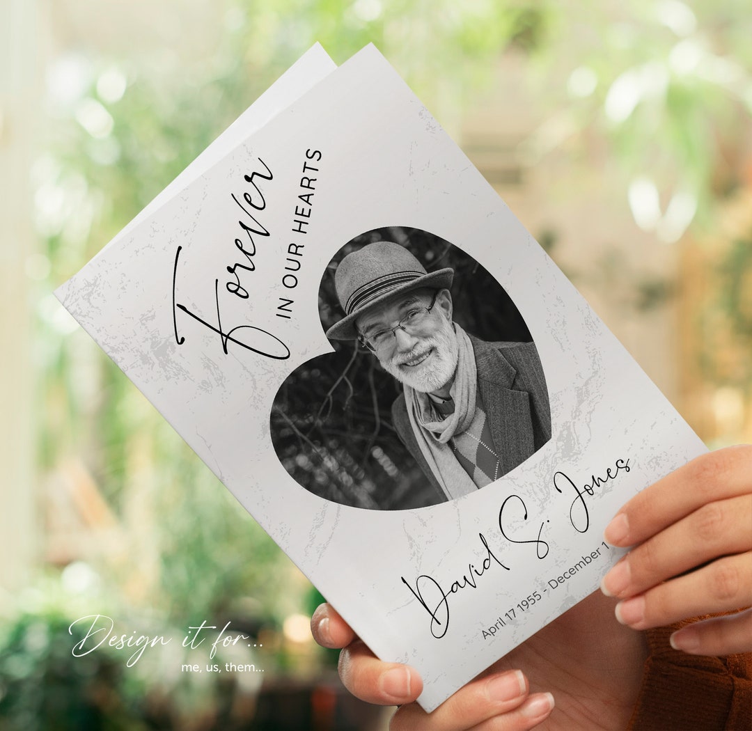 Heart Funeral Program Template, Funeral Program, Obituary Template ...