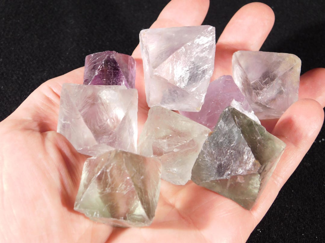 Big Lot of EIGHT! Translucent Octahedron FLUORITE Crystals From China ...