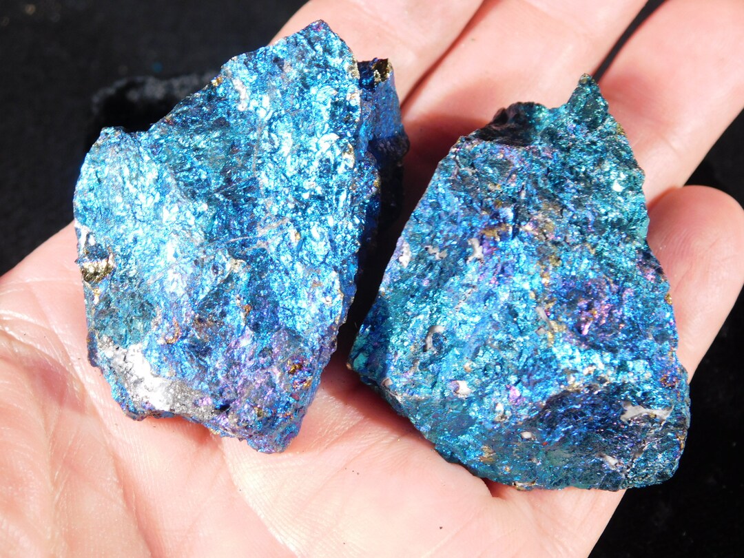 TWO! Bright Iridescent Peacock Copper Chalcopyrite or Peacock Ore 207gr ...