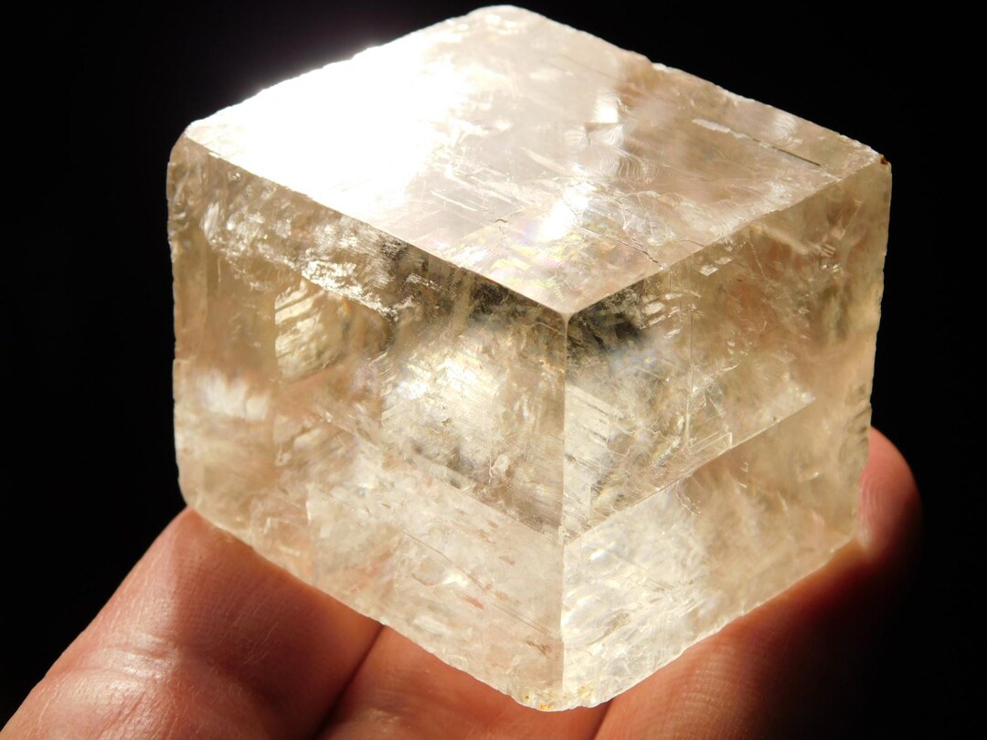 Translucent Iceland Spar Calcite Crystal With Double Refraction 106gr ...
