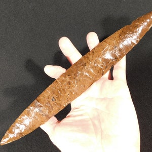 Huge Ancient COLIMA Mahogany Obsidian Blade Knife or Spear Mexico 203gr ...