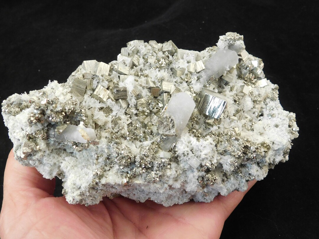 Wow HUGE Pyrite Crystal CUBE Cluster Fluorescent Calcite on Druzy ...