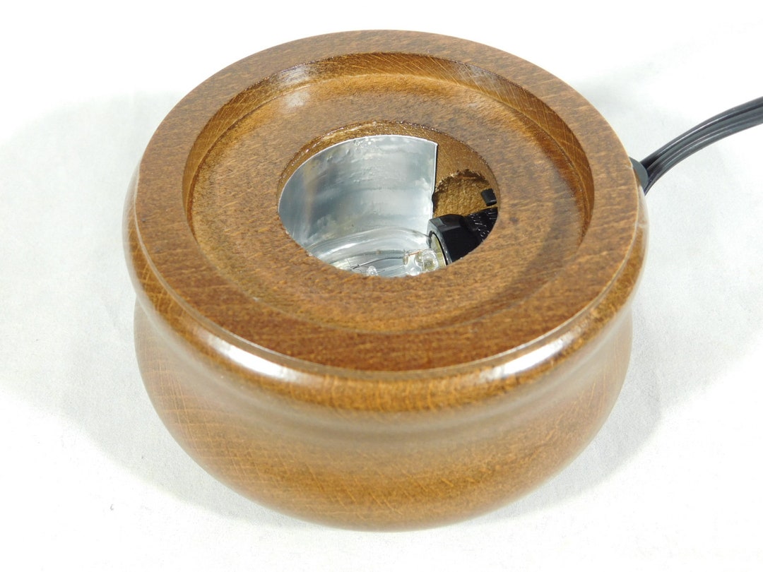 Display Stand Round Shape With LIGHTED Base Brown Wood Color - Etsy