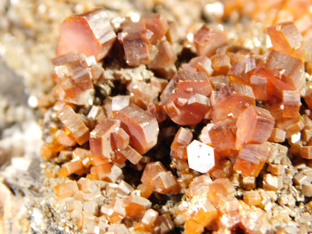Dozens of ORANGE Crystals on This HUGE Vanadinite Crystal Cluster ...