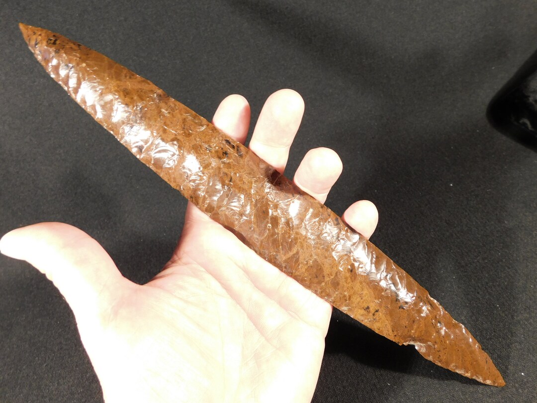 Huge Ancient COLIMA Mahogany Obsidian Blade Knife or Spear Mexico 203gr ...