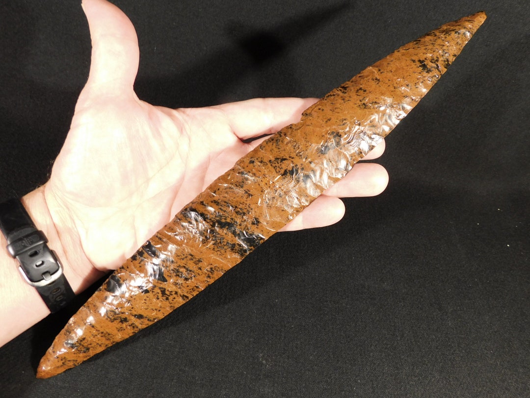 Huge Ancient COLIMA Mahogany Obsidian Blade Knife or Spear Mexico 212gr ...