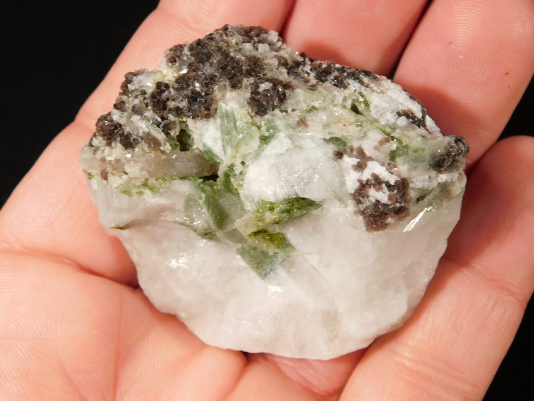 Green Verdelite Tourmaline Crystals With Lepidolite on Quartz - Etsy