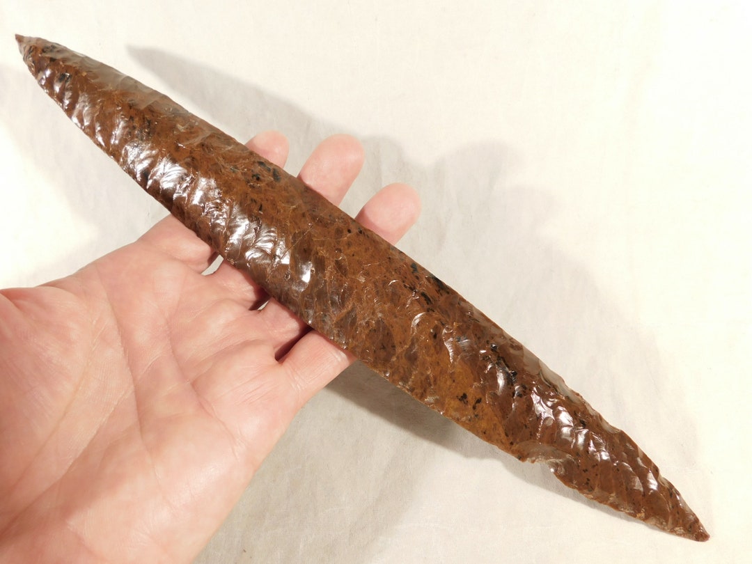 Huge Ancient COLIMA Mahogany Obsidian Blade Knife or Spear Mexico 203gr ...