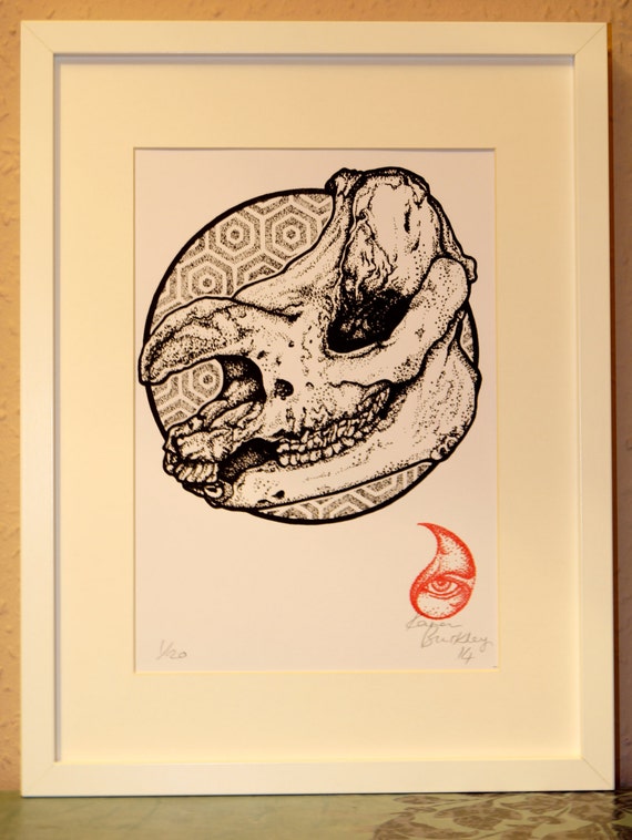 Geometric Skull Stippling Hand Pulled Edition of 20 A4 Screen | Etsy