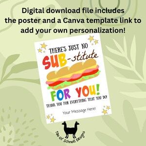 Sub-stitute Sandwich Teacher Appreciation - Etsy
