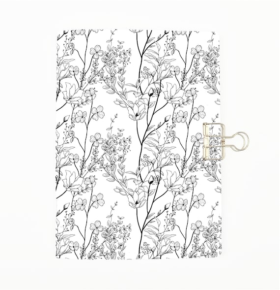 Black and White Vine Flowers All Sizes Traveler's Notebook - Etsy