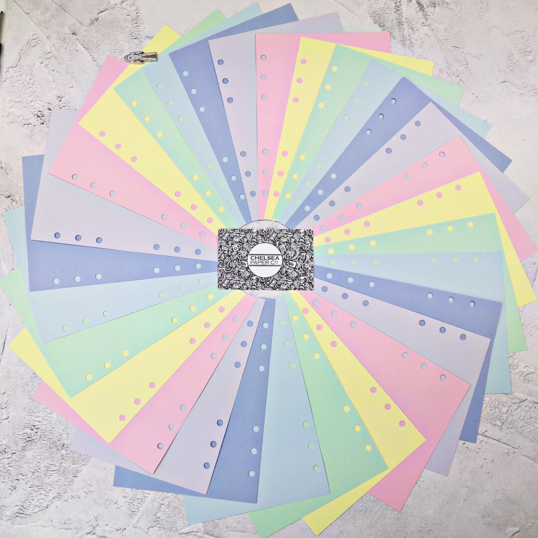 Pastel Rainbow All Sizes PRINTED AND PUNCHED B6 Personal Filofax Paper ...