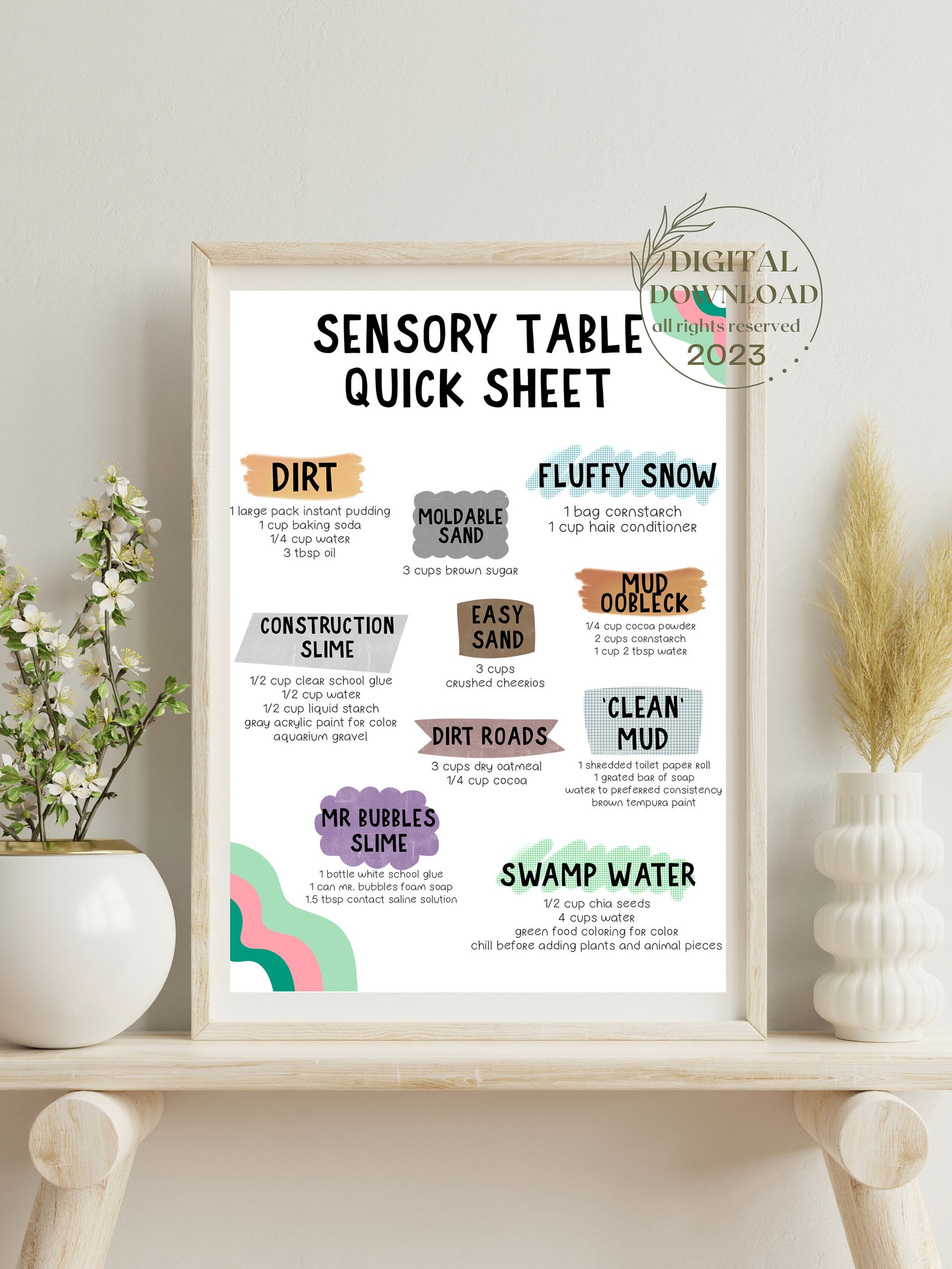 Sensory Table Poster Digital Download Hands on Learning Playroom - Etsy