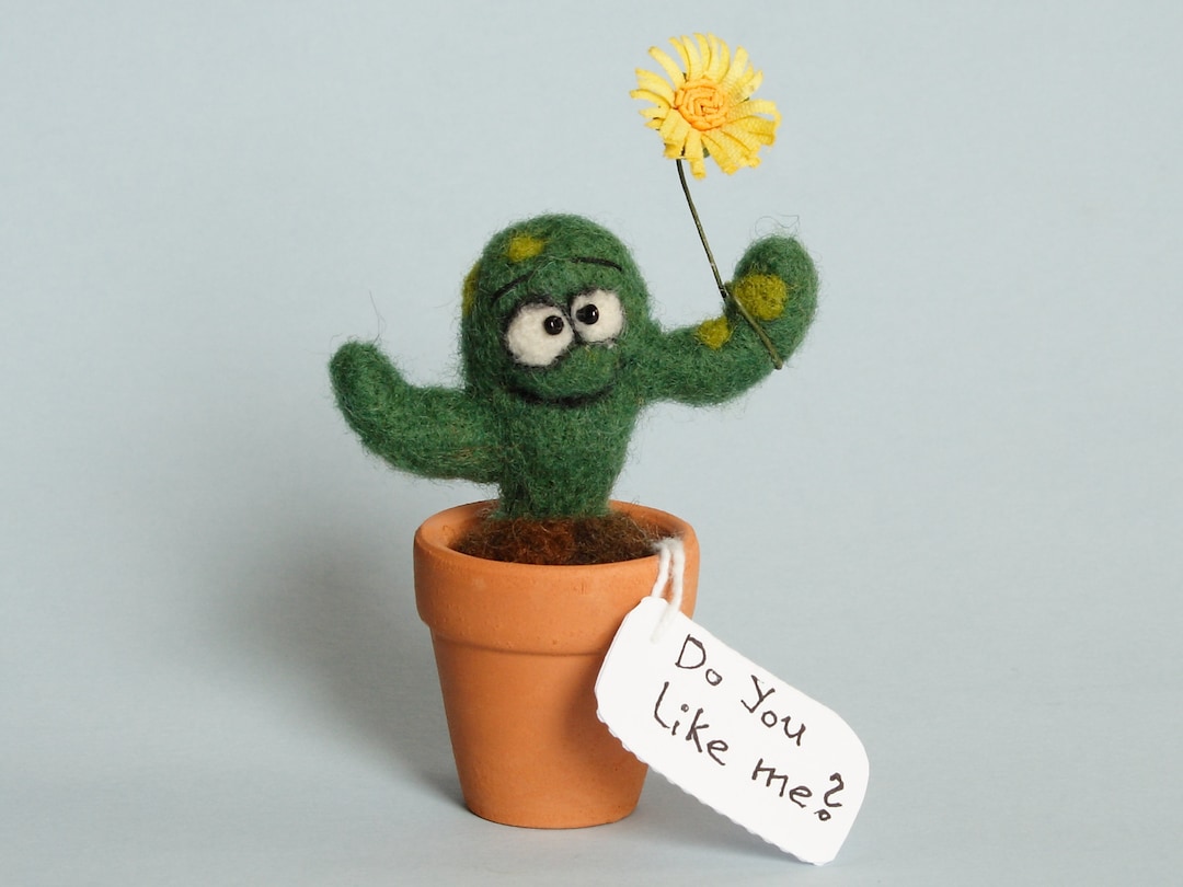 Needle Felted Cactus Felted Plant Miniature Cactus Dollhouse Plant ...