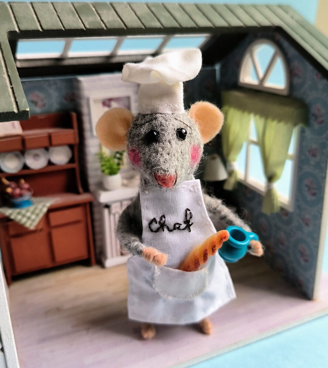 Needle Felted Mouse Cook. Felted Mouse Chef. Birthday Gift. Ornament ...