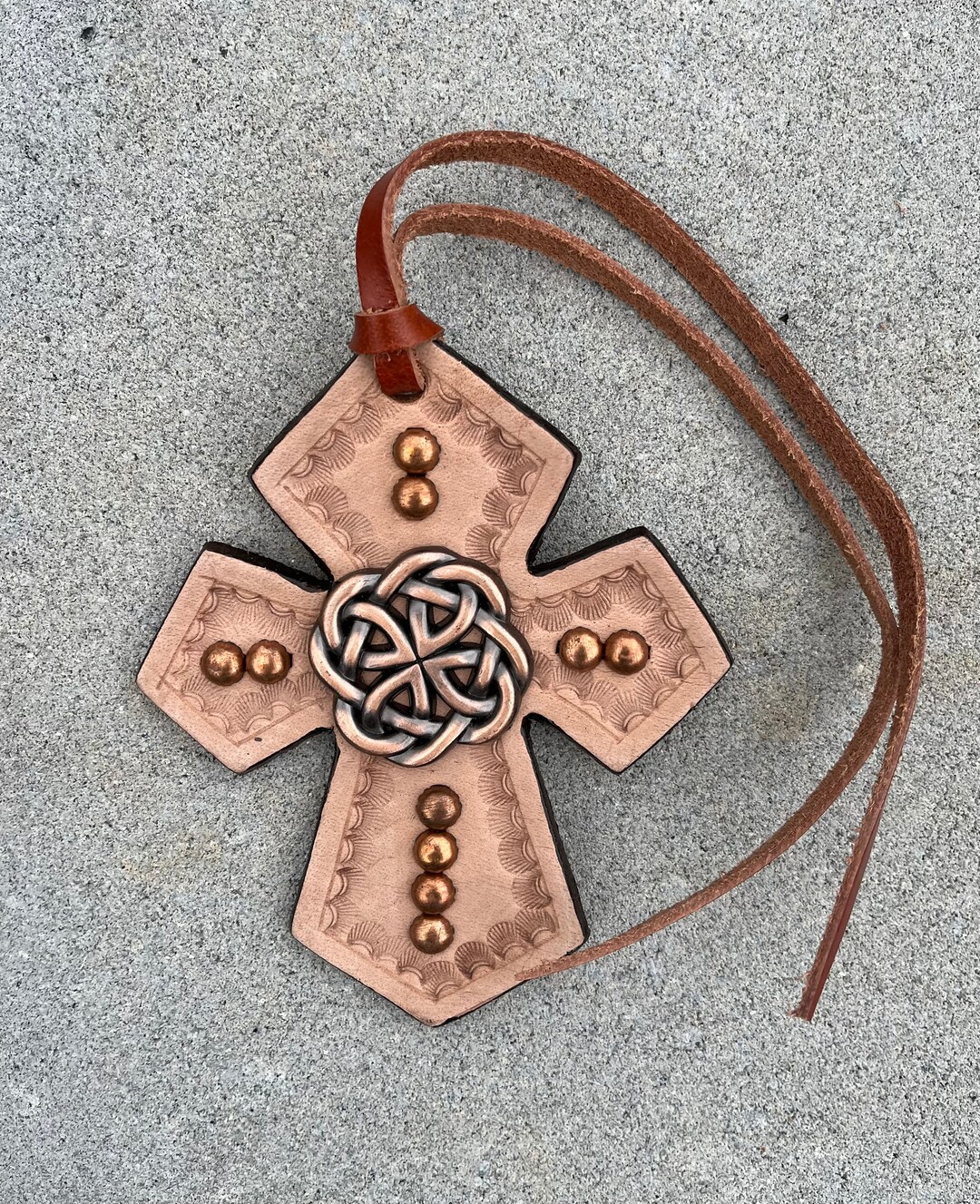 Horse Riders Western Saddle Cross ~ Leather With Gold Concho~ and Ties ...