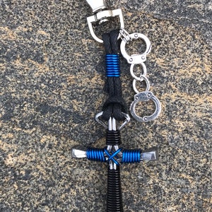 KEYCHAIN With HANDCUFF CHARM Handmade of 4 Horseshoe Nails-great Gift ...
