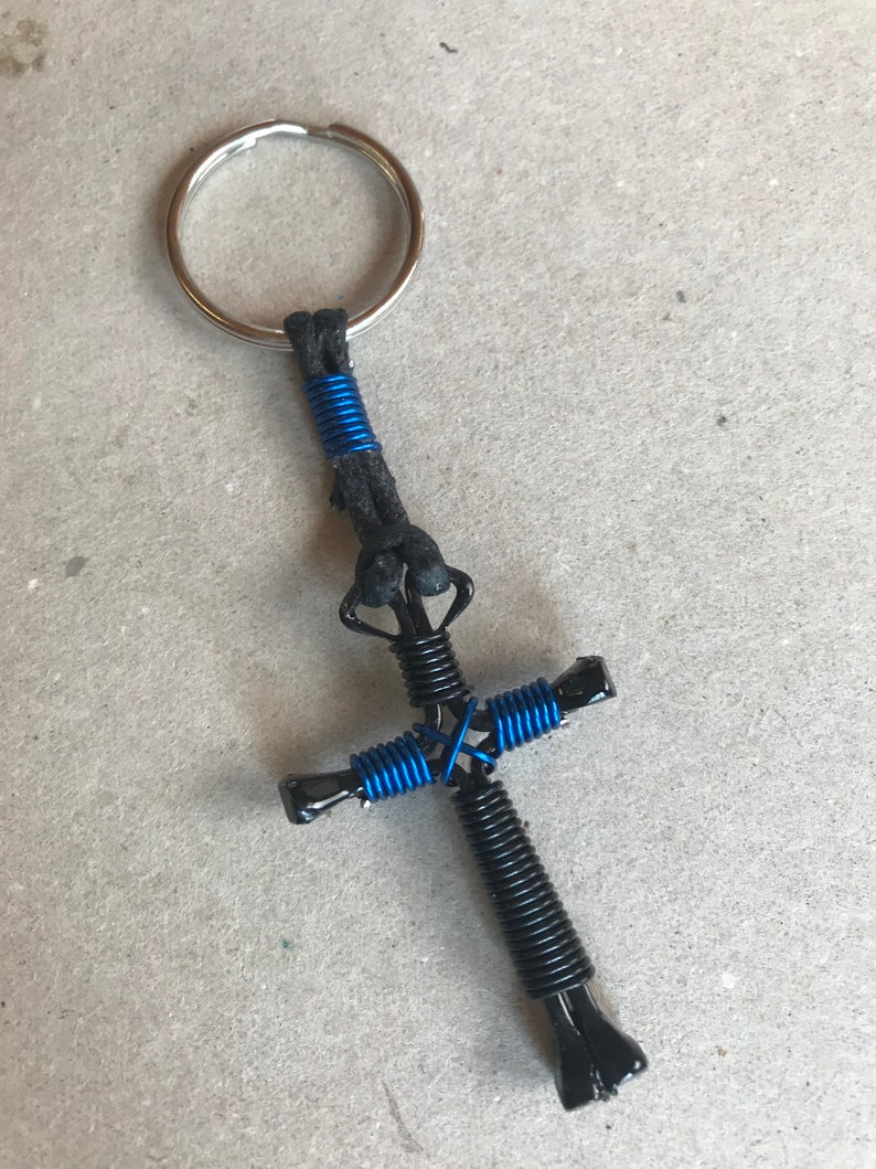 Keychains—nails Painted BLACK--- CROSS Made of 4 Horseshoe Nails-great ...