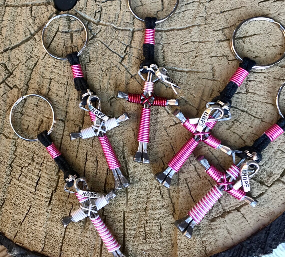 Breast Cancer Awareness KEYCHAINS With Ribbon HOPE CHARM | Etsy