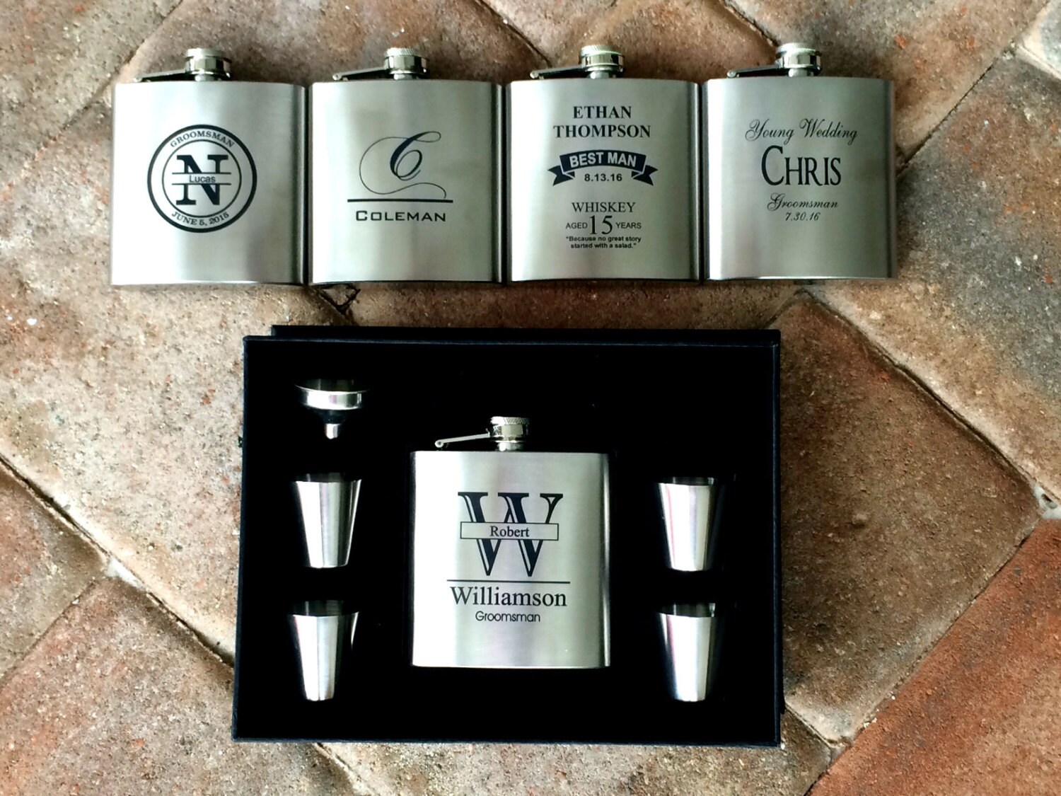 Set of 7 Groomsmen Gift Flask Gift Set Personalized Flask | Etsy