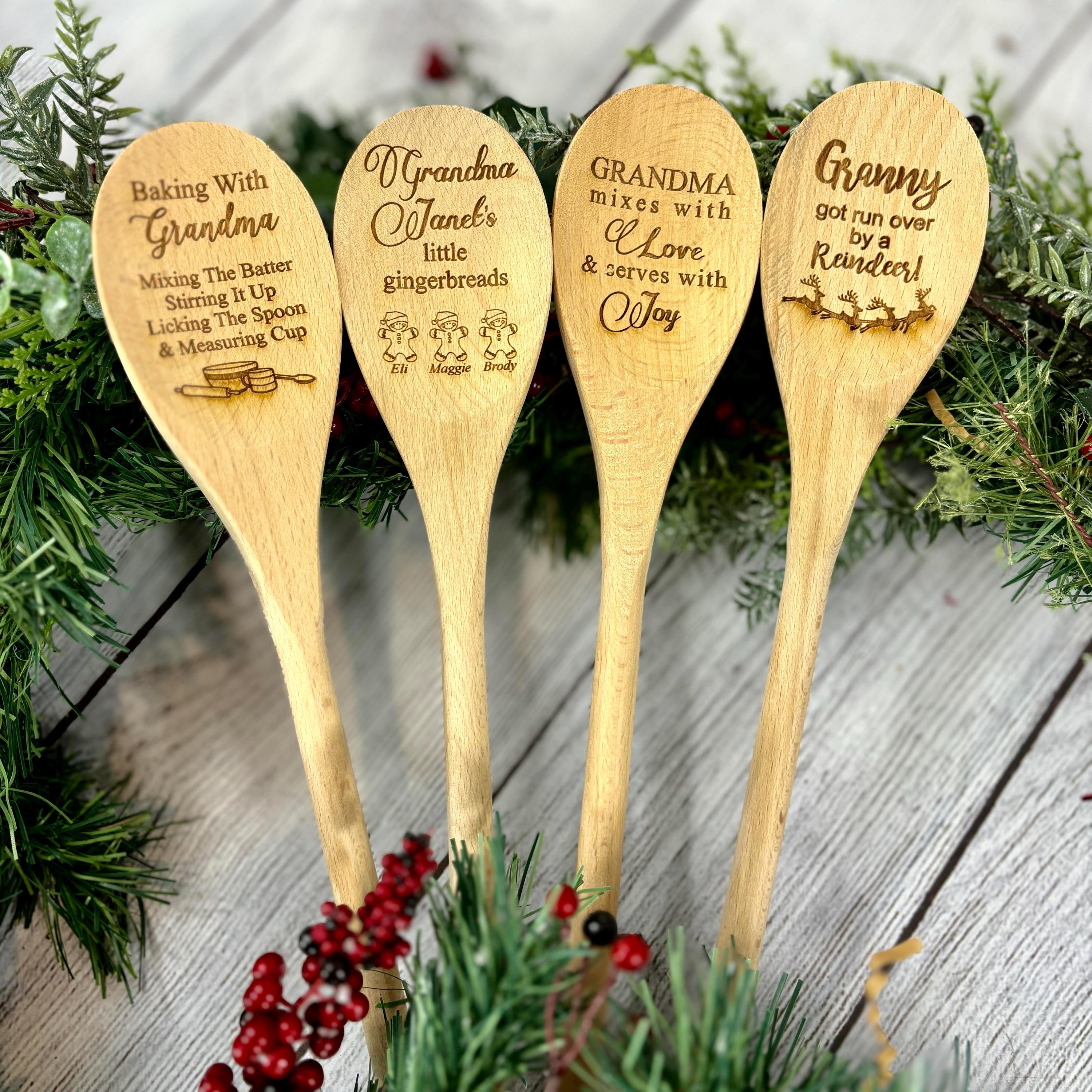 Friendsmas Engraved Wooden Spoon, Grandma Christmas Gift, Friends ...