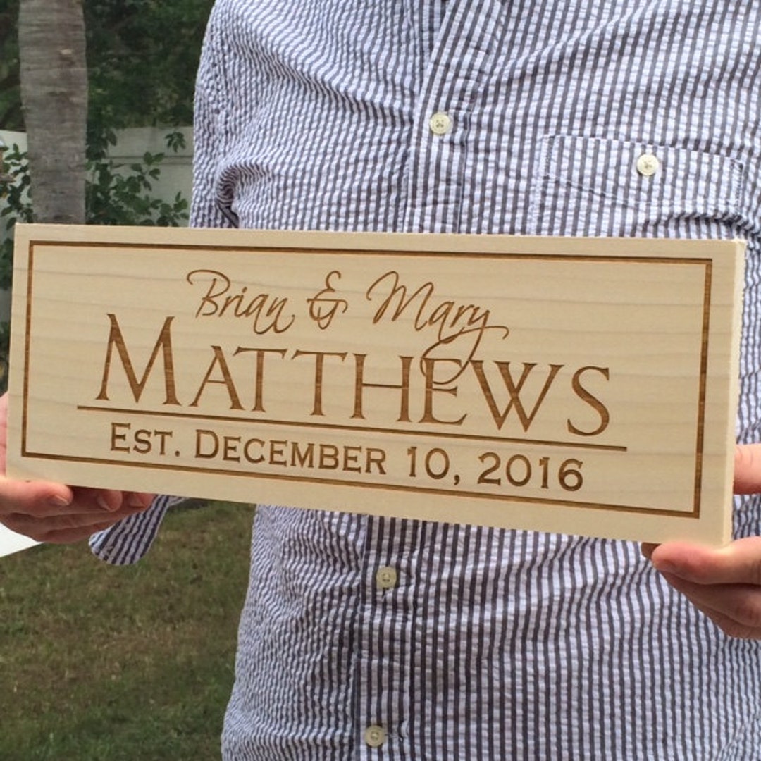 Engagement Gift, Engraved Newlywed Sign, Couples Gift, Just Married ...