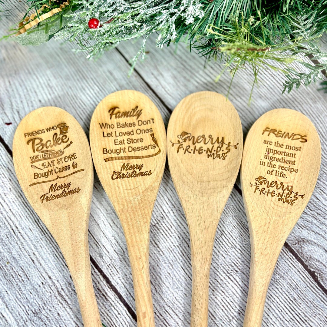 Friendsmas Engraved Wooden Spoon, Grandma Christmas Gift, Friends ...