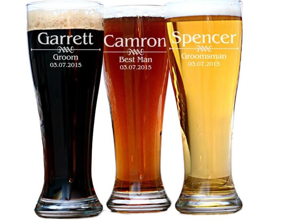 Groomsmen Gift Personalized Beer Glasses Wedding Party | Etsy