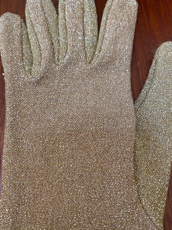 Vintage 1960's Metallic Gold Sparkle Evening Gloves S… - Gem