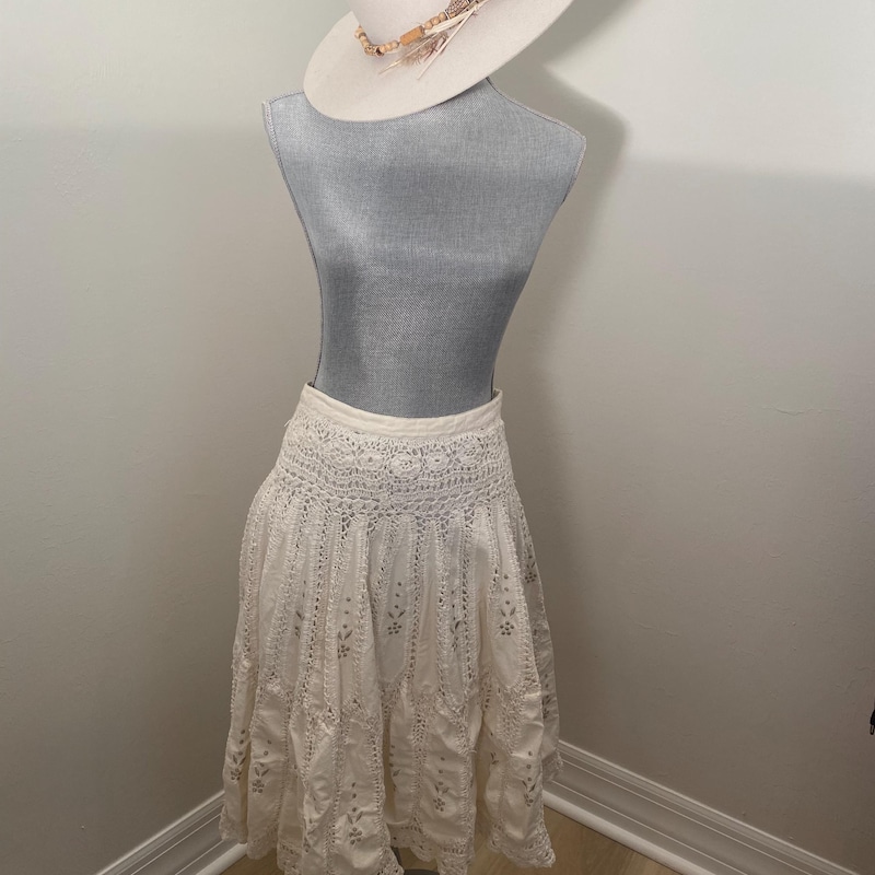 Vintage Cream Midi Skirt - Etsy