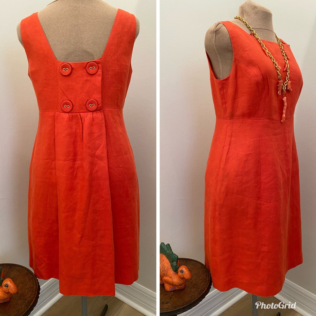 Vintage Talbots Orange Jackie O Linen Cocktail Dress Size 10P - Etsy