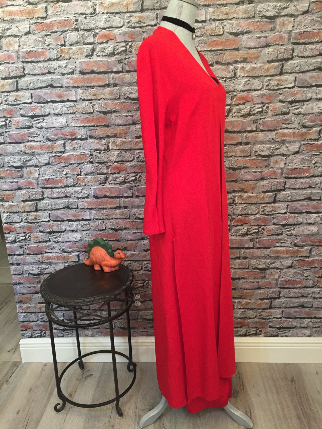 Vintage GENNY Red Bell Bottom Pant Suit With Floor Length Coat - Etsy
