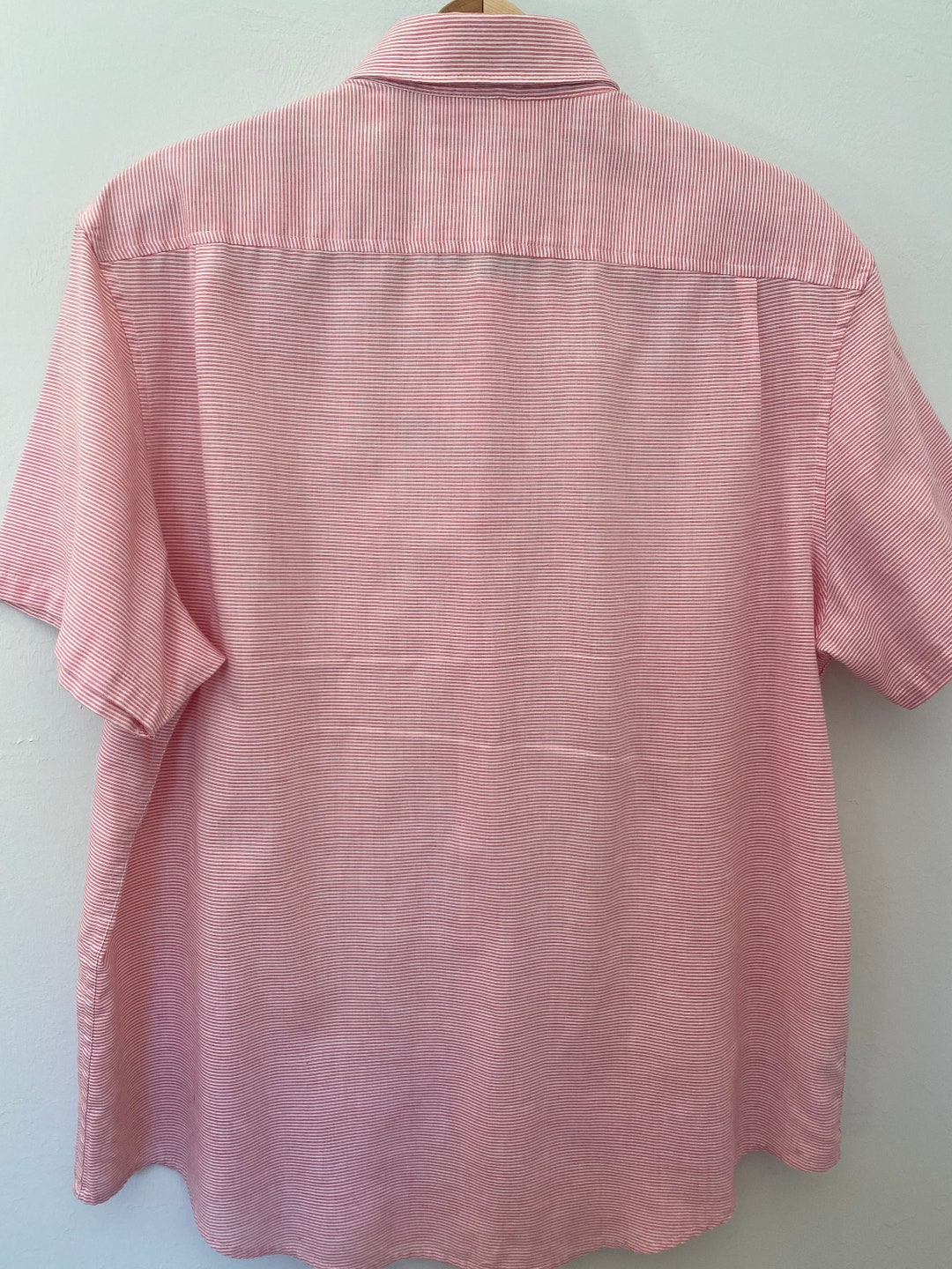 Vintage Mens Pink &white Pinstripe Tissue Weight Cotton Short Sleeve ...