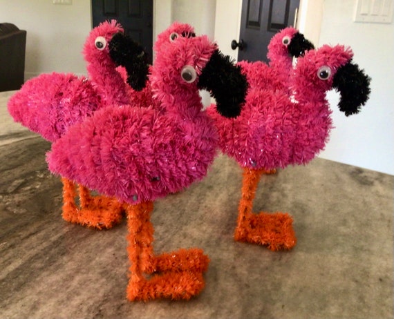 Pink Flamingos Set of Five chantille Pipe Cleaner Pink - Etsy