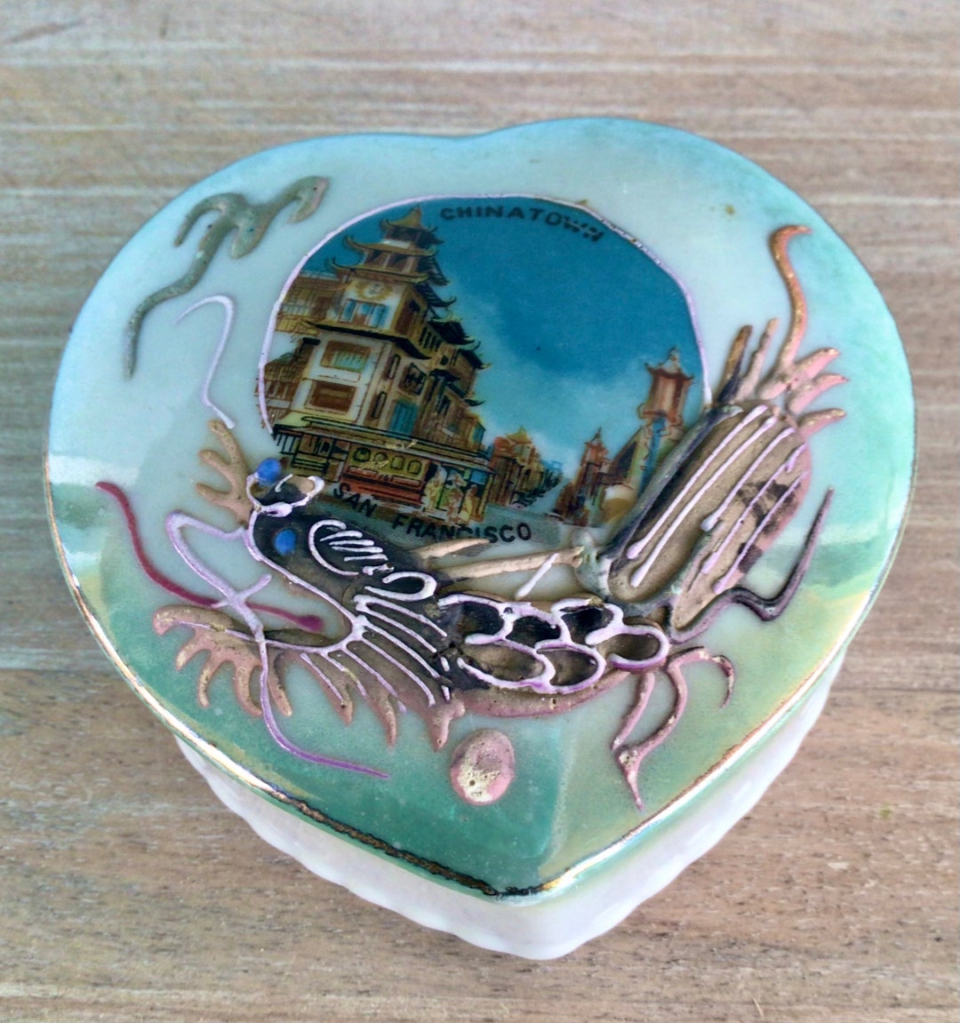 Dragon Ware Trinket Box-heart Shape -jewelery Box Japan 1950s ...