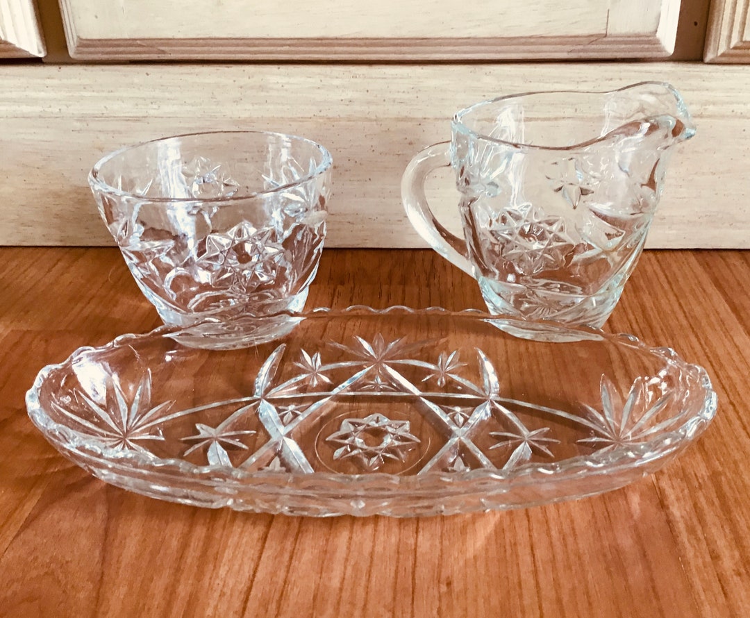 Sugar and Creamer Set of Three Star of David Glass Sugar and Creamer ...