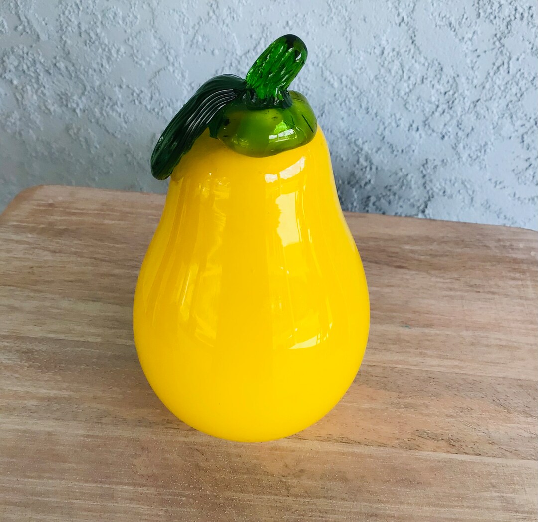 Glass Pear Handblown—yellow Glass Pear-glass Fruit Paper Weight - Etsy