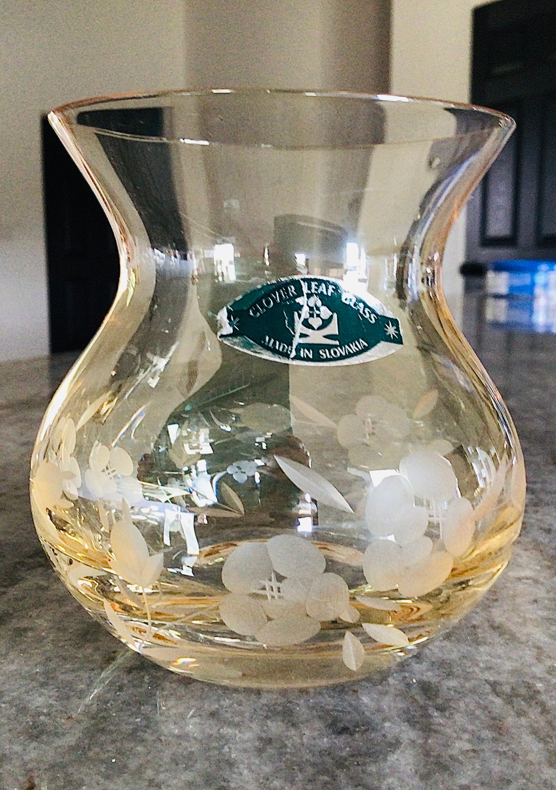 Crystal Cut Vase Iridescent Gold Made in Slovakia Hand Cut Flowers ...