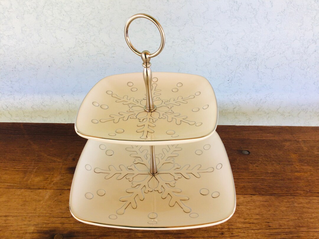 Two Tier Cookie Dish-snowflake Tidbit Tray-home and Garden Party Two ...