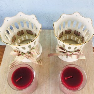 Lenox Reticulated Votive Candle Holders New Old Stock- Glass Candle ...