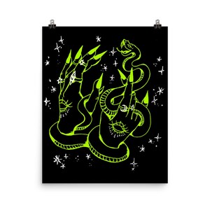 GLOSSY Psychic Snake Hands Art Print Gothic, Macabre, Psychedelic ...