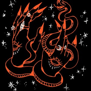 GLOSSY Psychic Snake Hands Art Print Gothic, Macabre, Psychedelic ...