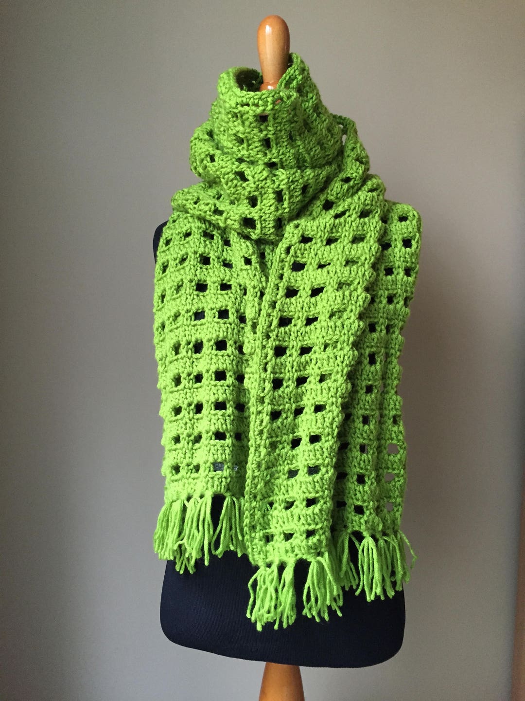 Open Square Scarf Pattern, Crochet Scarf Pattern, Chunky Scarf Pattern ...