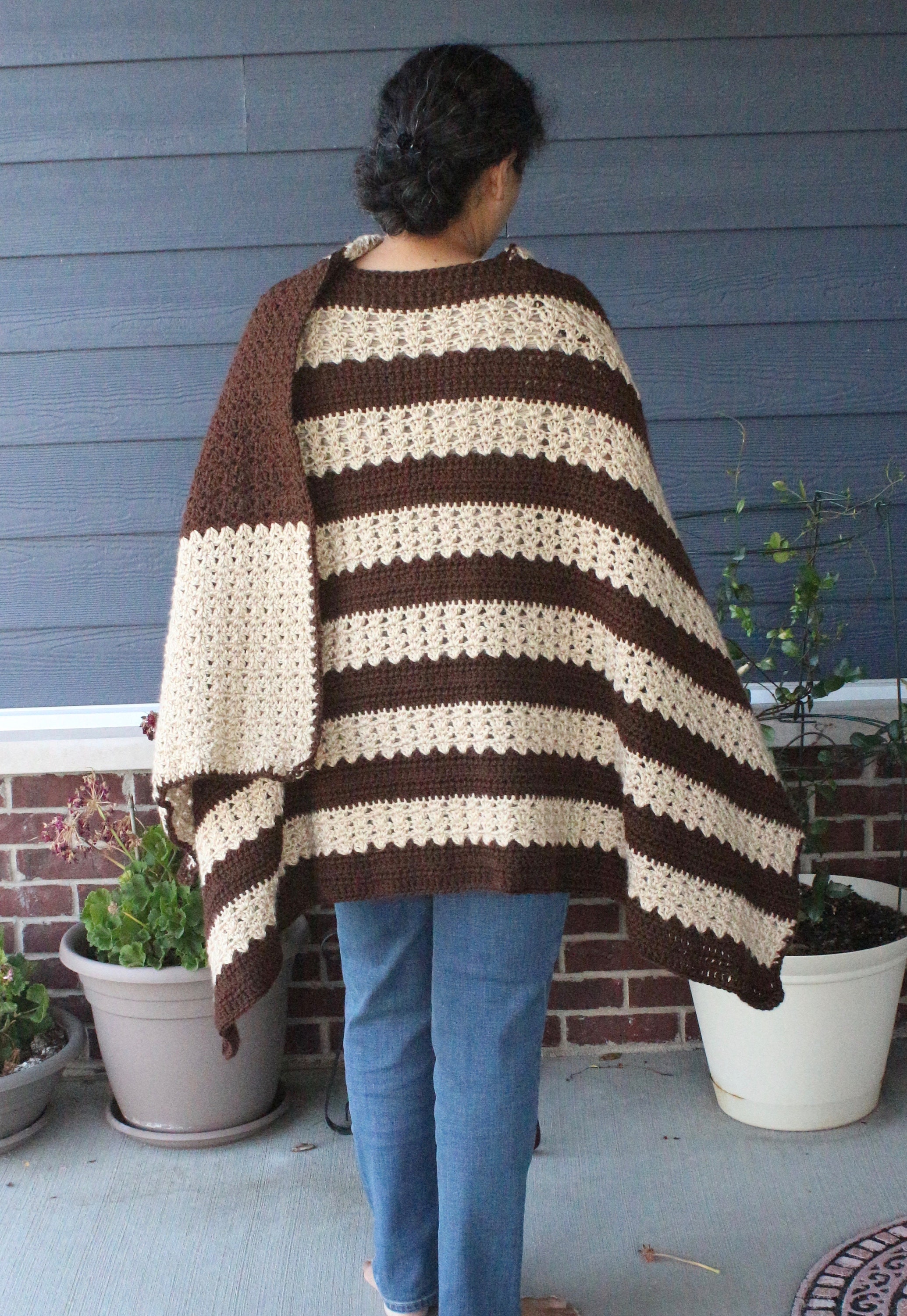 Color Block Ruana Pattern, Crochet Ruana Pattern, Shawl Pattern ...