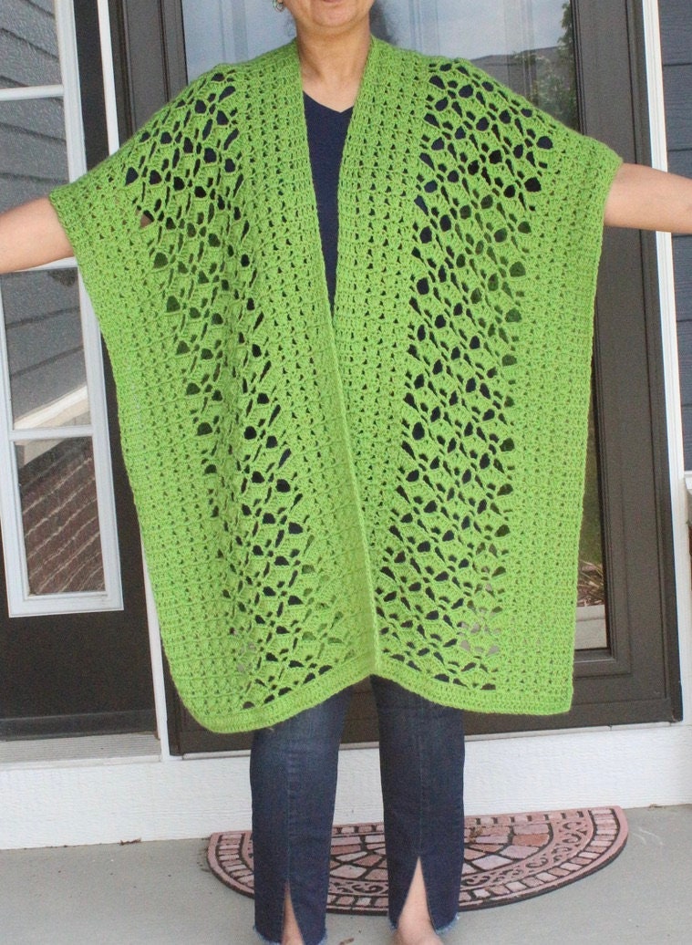 Meadows Crochet Ruana Pattern, Crochet Ruana Pattern, Shawl Pattern ...