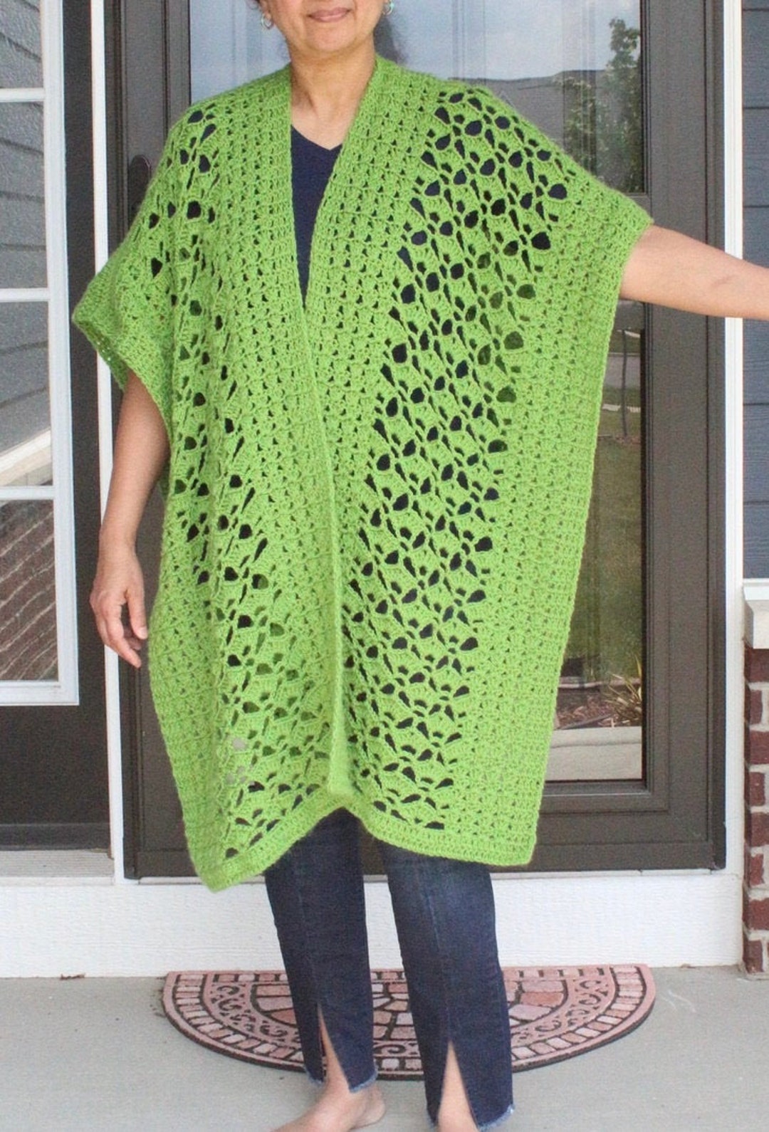 Meadows Crochet Ruana Pattern, Crochet Ruana Pattern, Shawl Pattern ...