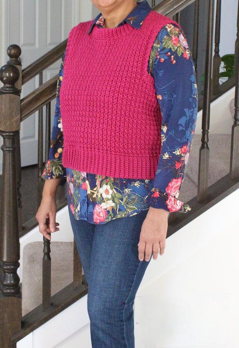Textured Vest Pattern, 5 Sizes - XS to XL, Pattern With Video, Women's ...