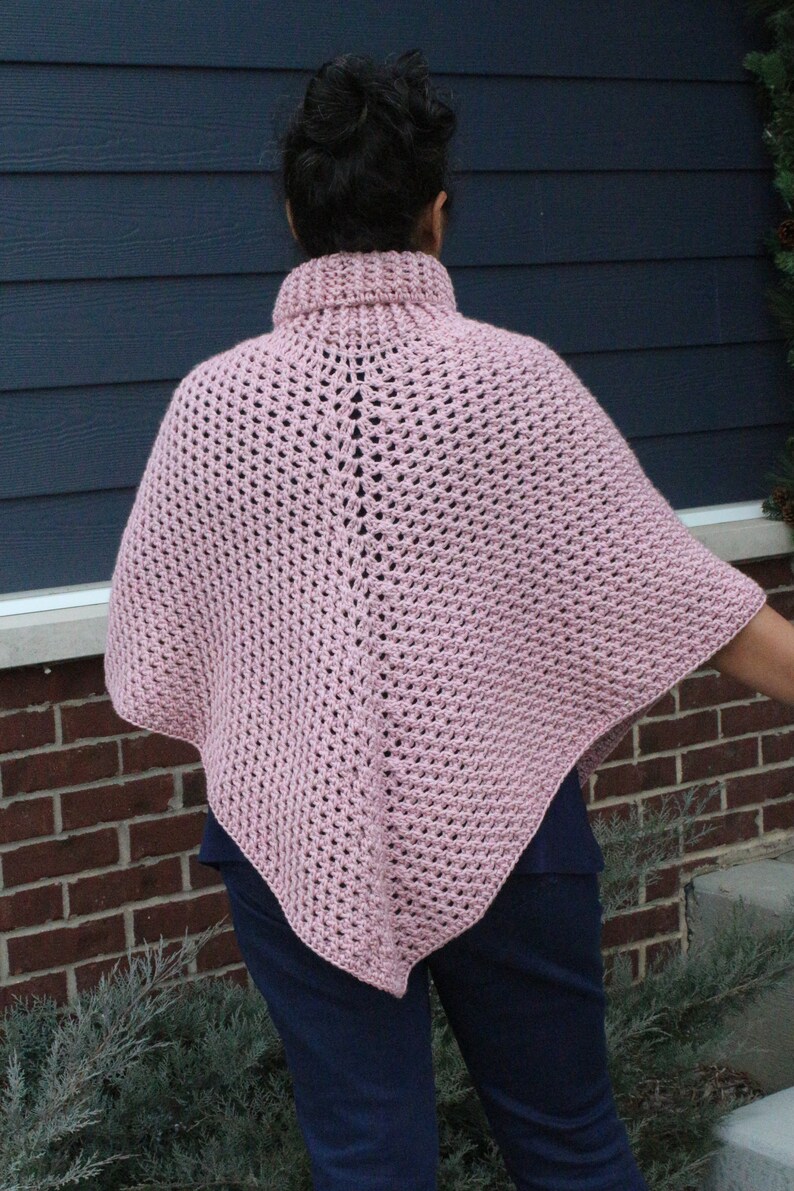 Textured Crochet Poncho Pattern, Crochet Poncho Pattern, Turtleneck ...