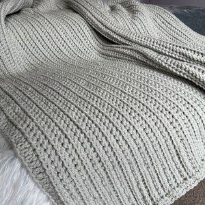 Chunky Ribbed Throw Pattern, 5-sizes, Crochet Blanket Pattern, Afghan ...
