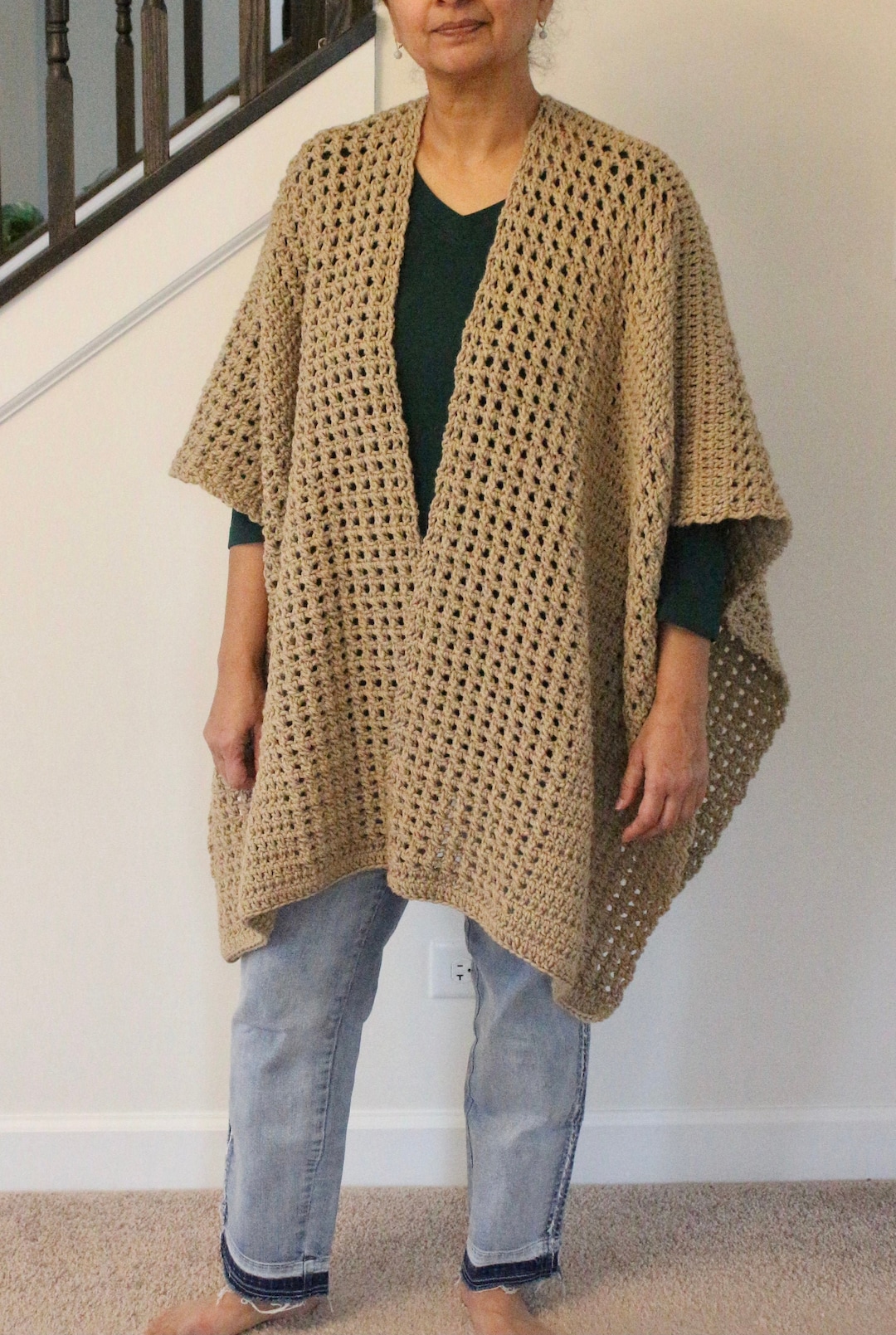 Simple&easy Ruana Pattern, Crochet Ruana Pattern, Shawl Pattern ...